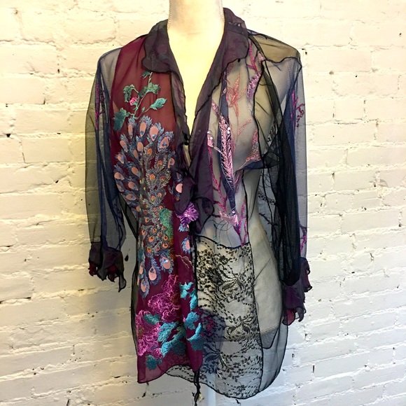 Lee Andersen | Tops | Lee Andersen Embroidered Sheer Topper Jacket ...